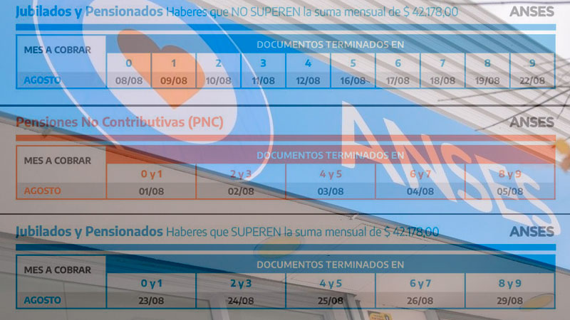 Jubilaciones y asignaciones de Anses: cronograma de pago de agosto | Elonce.com